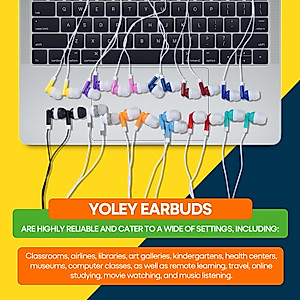 Yoley 200 Packs Classroom Earbuds Bulk Headphones for Kids School Students Children, Wholesale Class Set Durable Earphones, Individually Bagged (200 Black)