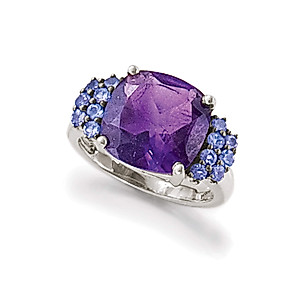 Ross-Simons 5.50 Carat Amethyst and .40 ct. t.w. Tanzanite Ring in Sterling Silver. Size 7