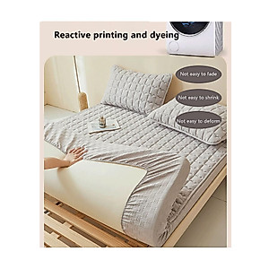 LFSPHQEC Quilted Fitted Mattress Protector 11"" Deep Mattress Pad Elastic Fitted Mattress Cover Mattress Topper for Twin Small Double Full Queen Super King Bed(Green,90x200+28cm)