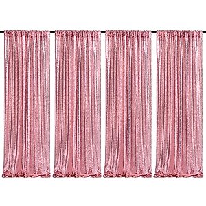 Sequin Backdrop 4 Packs 2ftx8ft Glitter Blush Pink Party Backdrop Curtain Wedding Ceremony Birthday Backdrop Background Decoration