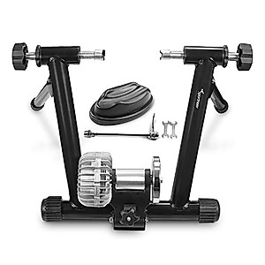 Sportneer Fluid Indoor Bike Trainer Stand - Indoor Riding Cycling Exercise Stationary Bicycle Stands Trainers with Noise Reduction Wheel for Road Bike Black 21.3 x 7.9 x 25.2"