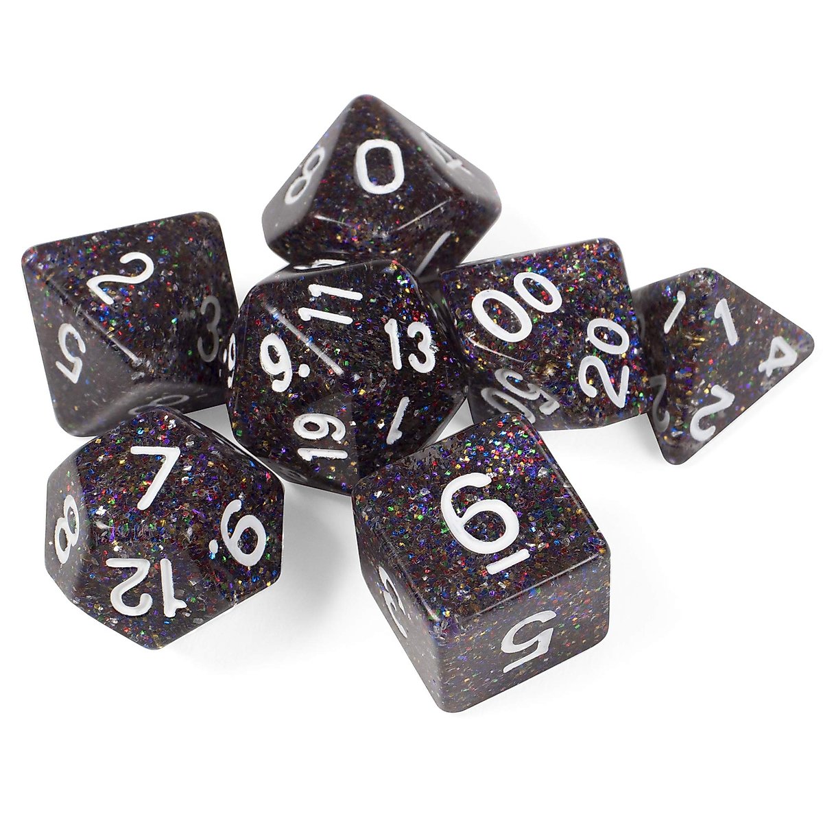 Wiz Dice - DND Dice Set for Tabletop RPG Adventure Games with a Dice Box - Polyhedral Dice Set, Suitable for Dungeons and Dragons, MTG and Dice Games Alike - Sparklier Vomit - 7 ct