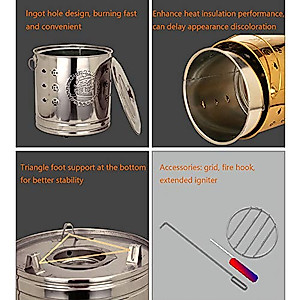 QILIN Mini Garden Incinerator, Small Stainless Steel Burner, for Wood, Leaves, Paper, Multiple Sizes, Gold/Silver/Red