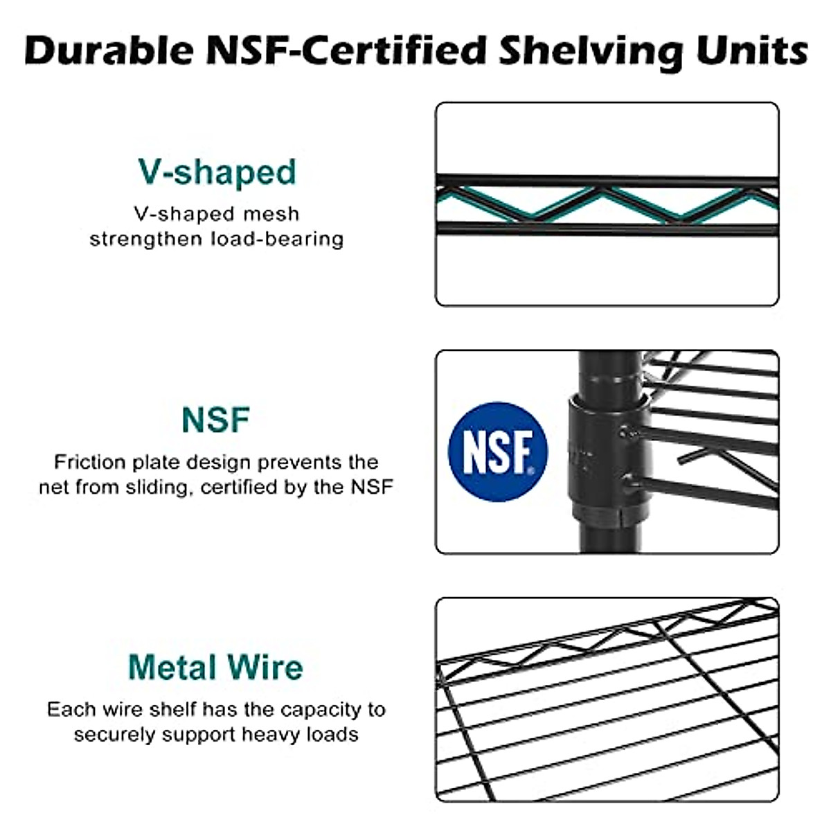 WDT NSF Certified Storage Shelves on Wheels, Heavy Duty Metal Shelves for Storage with Adjustable Stand, 6-Tier Wire Shelving Unit for Garage Pantry Kitchen Shelf Rack(17" W*47" D*80" H), Black