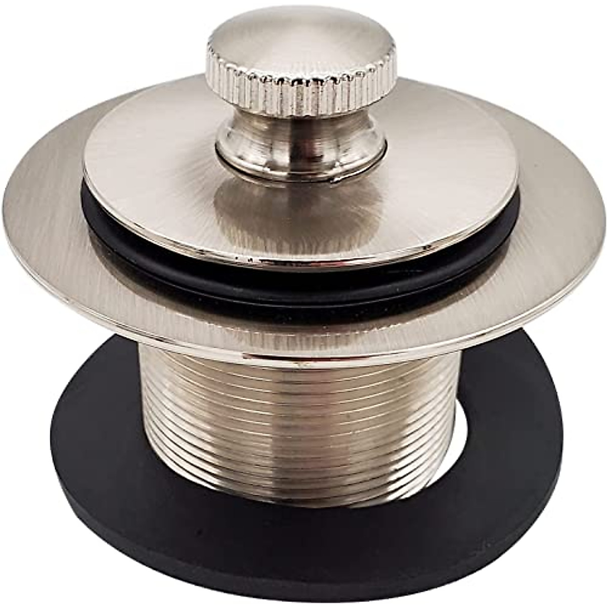 Westbrass D941K-07 1-3/8" Fine Thread Twist & Close Bathtub Drain Trim with One-Hole Overlfow Faceplate, Satin Nickel