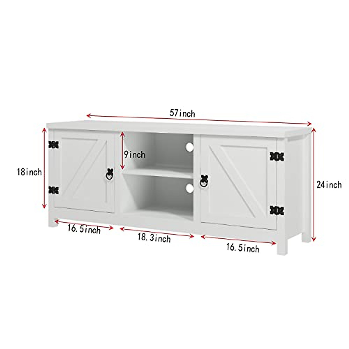 Panana Modern Farmhouse TV Stand for 65 inch TV, Entertainment Center with Storage and Open Shelves, Wood TV Stands TV Table Stand for Living Room, Bedroom (White, for 32"-65" TV)