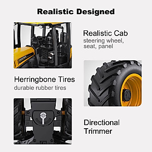 Dollox RC Farm Tractor Toy 1/16 Scale Construction Farmer Truck 2.4G Hobby Remote Control Engineering Vehicle with High Simulation Lights and Sounds, Tractor Toys Car for Kids & Adults