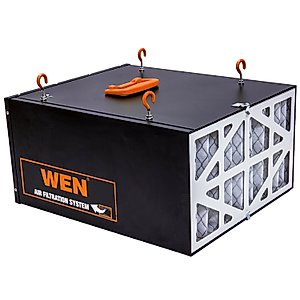 WEN 3410 3-Speed Remote-Controlled Air Filtration System, Basic w/RF Remote (400 CFM), Black & AF9165C 5-Micron Activated Carbon Outer Air Filter, Two Pack For 400 CFM Air Filtration Systems, Black