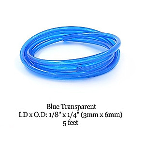 Hilitchi 20-Feet 4 Color Transparent Petrol Fuel Line Hose Lubricant of 4 Sizes Tubing for Weedeater Chainsaw Common 2 Cycle Small Engines