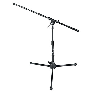 On-Stage MS7411B Short Drum/Amp Tripod Microphone Stand with Boom, Black