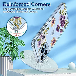 Lamcase iPhone 13 Pro Max Floral Case - 2 Screen + 2 Camera Protectors, Clear Bling Sparkly Hard PC, Slim, Drop & Shockproof