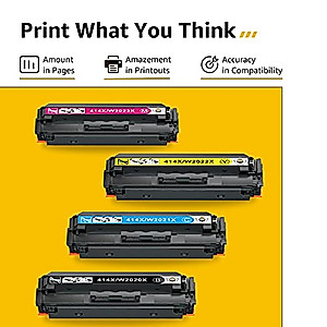 CMYBabee Compatible Toner Cartridge Replacement for HP 414A 414X W2020X for Color Laserjet Pro MFP M479fdw M479fdn M454dw M454dn M454 M479 Printer Ink No Chip (Black Cyan Magenta Yellow)