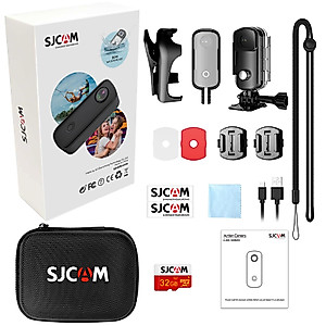 SJCAM C100+ Mini WiFi Action Camera 4K30fps Pocket Sized Wearable Body Camera, Magnetic, APP Control, Underwater Small Vlog Helmet Mount Kits SD Card, Weighs 1oz, 2.4 * 1 * 0.6 inch