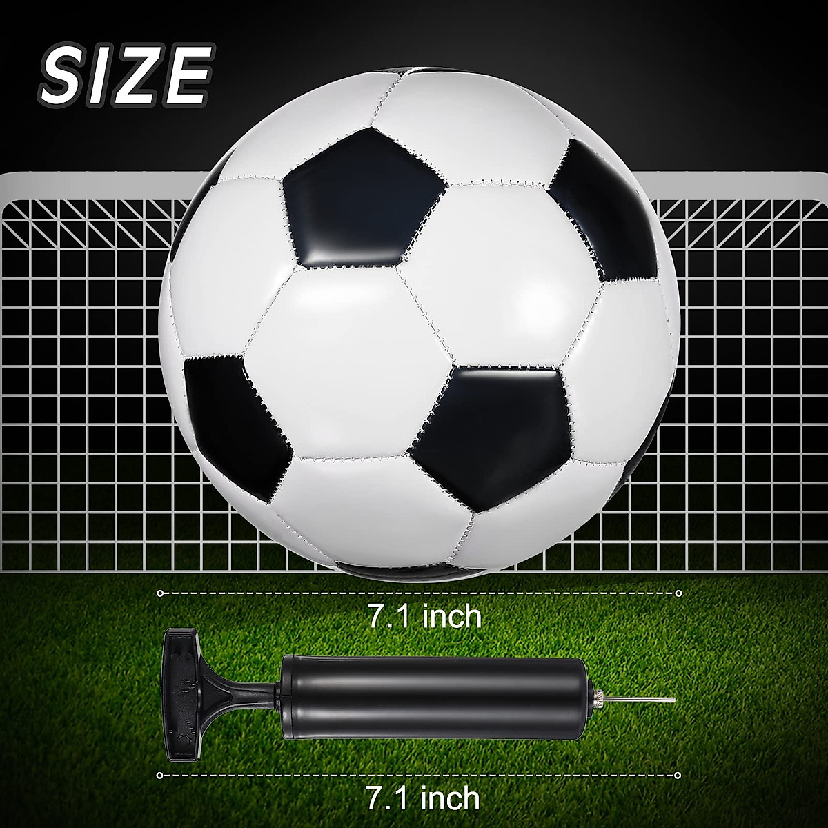 Deekin 6 Pcs Soccer Ball Bulk with Pump Teamwork Outdoor Sport Soccer Ball Bulk Game Training Soccer Ball for School Sport Teen Adult Child(Size 3,Black)