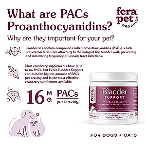 Fera Pets Bladder Support Dog and Cat Supplement – Kidney and Urinary Tract Health and Bladder Infection Prevention Supplements - Helps with Incontinence and Immune Antioxidant Vitamin