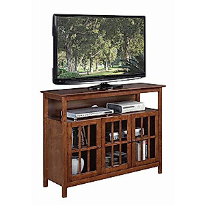 Convenience Concepts Big Sur Deluxe TV Stand with Storage Cabinets and Shelf for TVs up to 55 Inches, Dark Walnut