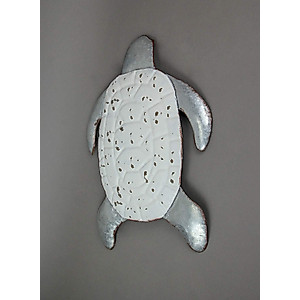 Things2Die4 White Enamel Galvanized Metal Sea Turtle Wall Art, Coastal Decor for Home, Patio, Garden, and Beach House
