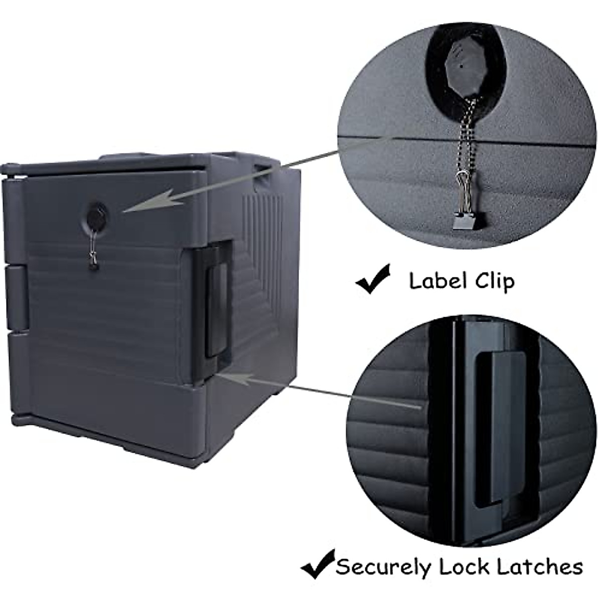 luston Front-Loading Insulated Food Pan Carrier,95 Quart Capacity, Color grey, Food-grade LLDPE Material, Portable Food Warmer for Canteen and Restaurant Use