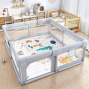 Entserk Portable Baby Play Mat 43" X 43,One-Piece Washable Crawling Mat,Non-Slip Foldable Playpen Mat for Kids,Baby Playmat Floor Mat for Infants, Babies, Toddlers, Forest Party