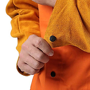 Joyutoy Leather Welders Sleeve Heat Resistant Hand Sleeve Shoulder Extension Welding Apparel,Protect Hand And Arm,Brown 23" Leather Sleeves for Welding