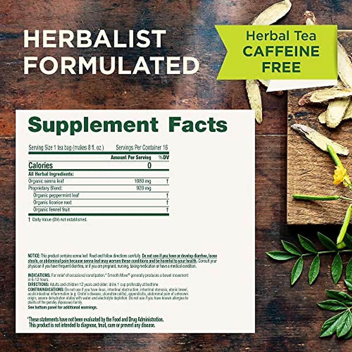 Traditional Medicinals Organic Smooth Move Peppermint Laxative Tea, 16 Count (Pack of 6)