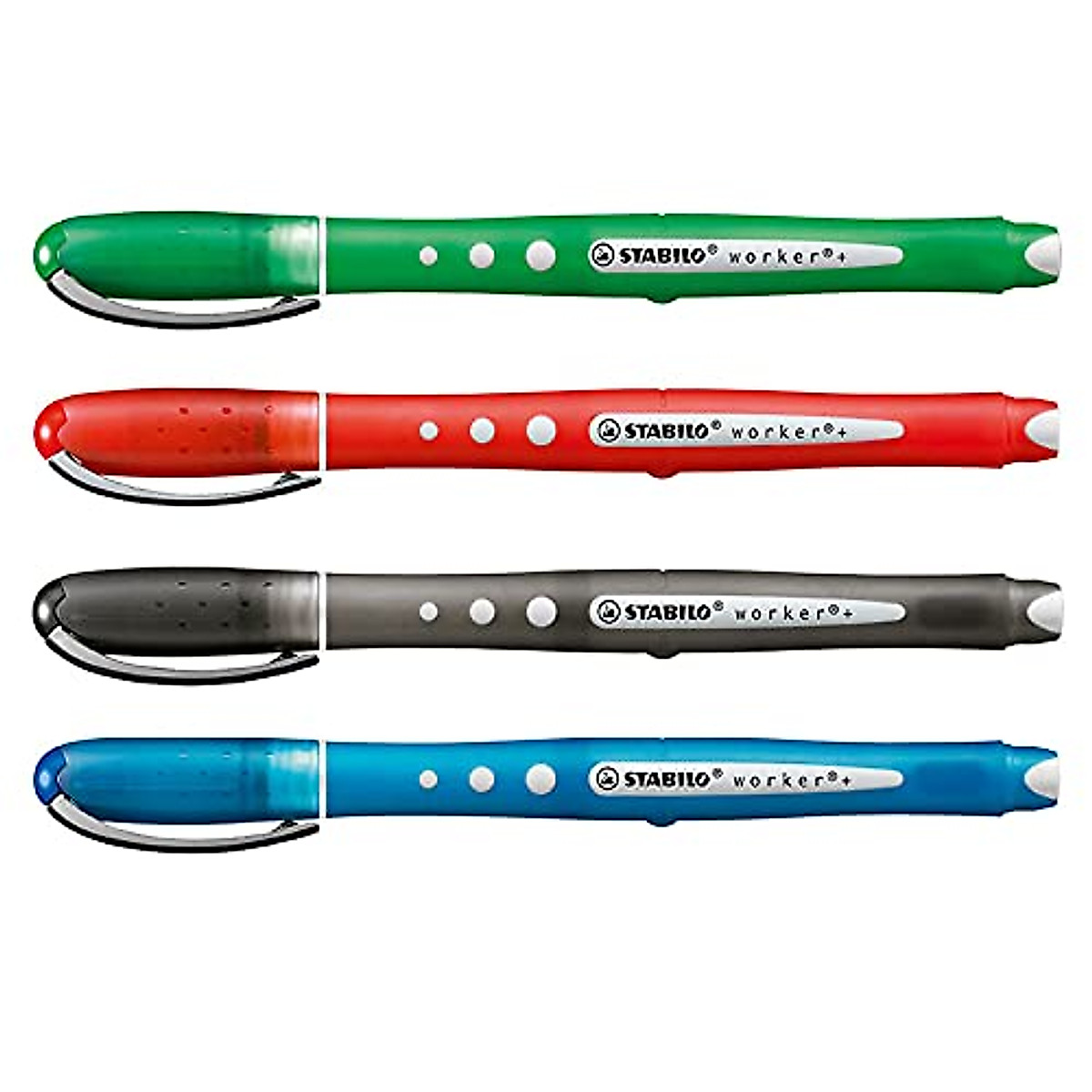 Stabilo Worker Colorful Rollerball Pen Medium 0.8mm Tip 0.5mm Line [Pack of 4]