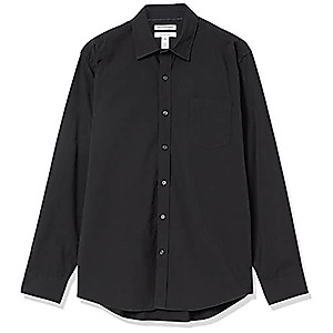 Amazon Essentials Men's Regular-Fit Long-Sleeve Casual Poplin Shirt, Black, XX-Large