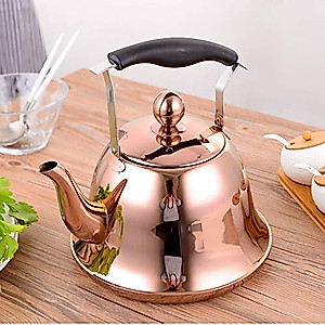 Tea kettle, Whistling Tea Kettle Stovetop Food Grade Stainless Steel Teapot for Stove Top with Cool Touch Ergonomic Handle Teapot, Rivet-enhanced Household Fashion Whistle Teapot (Color : Rose gold,