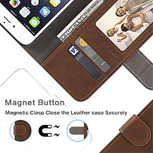for Emporia Smart 5 Case, Leather Wallet Case with Cash & Card Slots Soft TPU Back Cover Magnet Flip Case for Emporia Smart 5 (5.5”) Brown