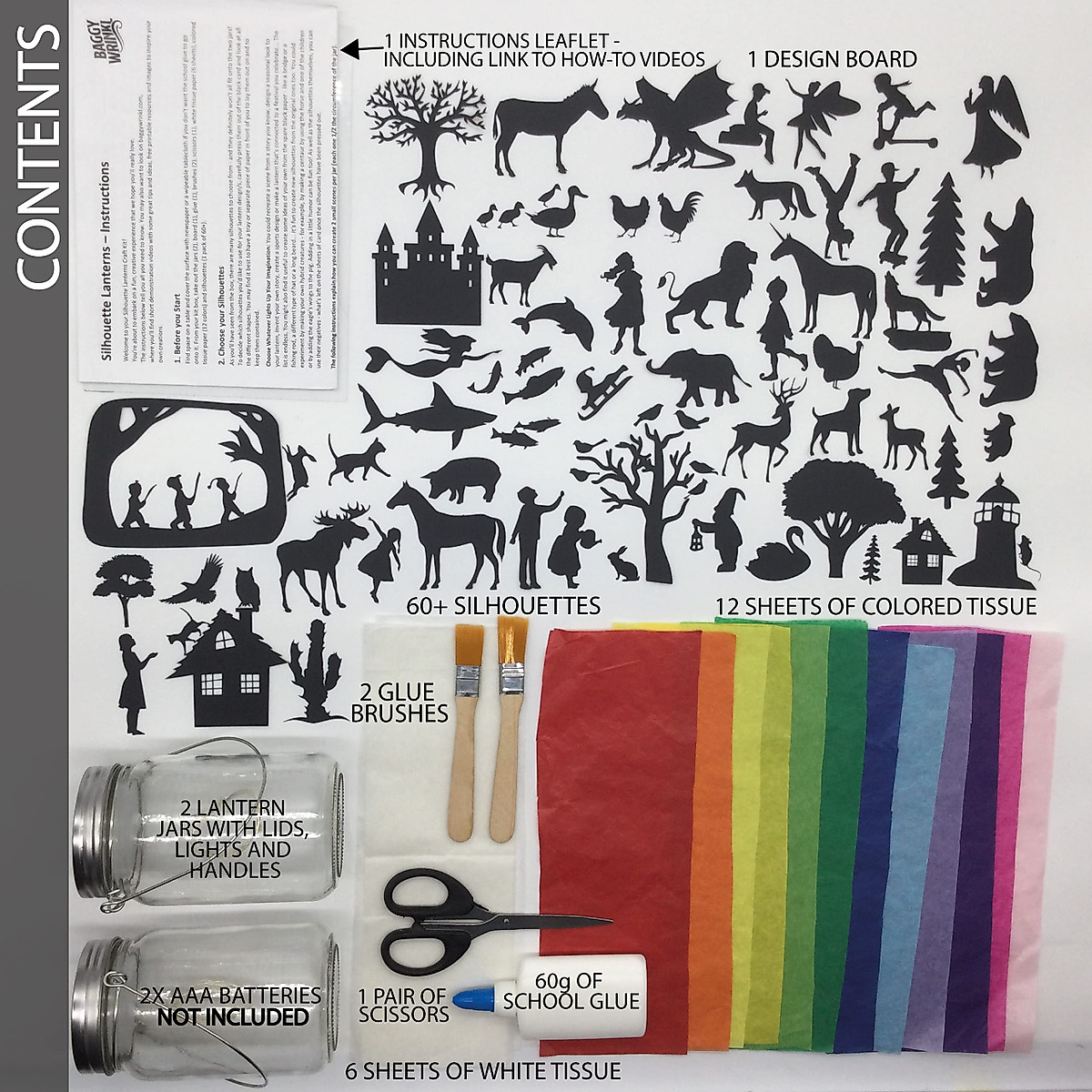 Lantern Craft KIT – Arts and Crafts Gift/Activity/Projects/Party for Girls/Boys/Kids/Teens. DIY Make Your Own Silhouette Lantern Jar: 60+ Silhouettes - Fairy/Unicorn/Dragon. by Baggy Wrinkl