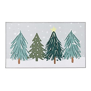 CAROMIO Christmas Trees Decorative Indoor Outdoor Entrance Doormat Merry Christmas Front Door Doormat Anti-Slip Backing Winter Welcome Door Mat Xmas Washable Mat Holiday Decoration 17" x 29"