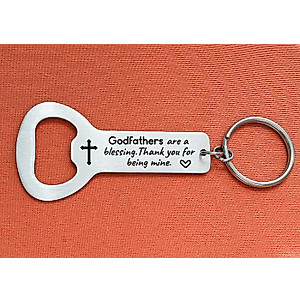 Godparents Proposal Gifts for Baptism Godfathers are a Blessing Thank You for Being Mine,New God Parents Christening Gift Stainless Steel Bottle Opener Keychain