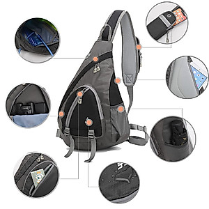 Lecxci Outdoor Spacious Crossbody Sling Bag Shoulder Chest Side Pack for Man/Women (Black)