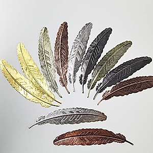 GXXMEI 30PCS Feather Metal Bookmarks Feather Bookmarks Feather Shaped Bookmarks Vintage Feather Metal Bookmarks