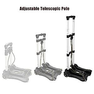 Kemanner Lightweight Folding Hand Truck Portable Luggage Cart with Wheels & Bungee Cord for Personal, Moving, Travel and Shopping Use - Support 80lbs Capacity (Black)