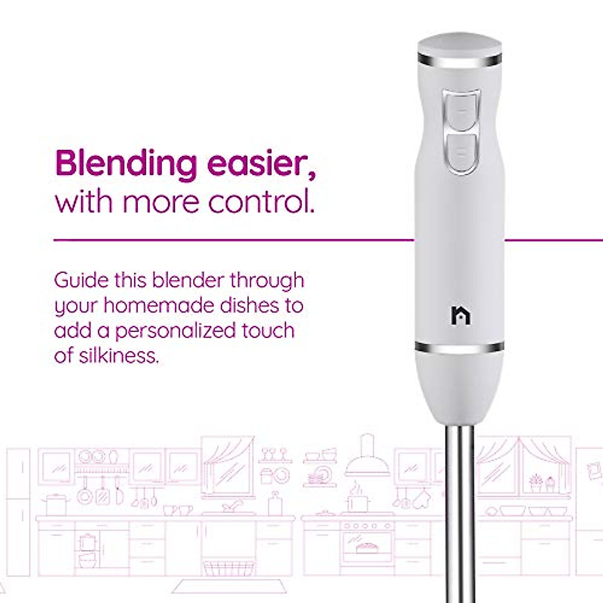 New House Kitchen Immersion Hand Blender 2 Speed Stick Mixer with Stainless Steel Shaft & Blade, 300 Watts Easily Food, Mixes Sauces, Purees Soups, Smoothies, and Dips, Ivory