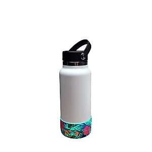Protective Silicone Bottom Sleeve, 12oz-40oz. Fits All Vacuum Insulated Stainless Steel Water Bottles, Anti-Slip, Anti-Scratch, Rubber Flex Skin Cover (12-24oz, Light Blue Hawaiian Floral)