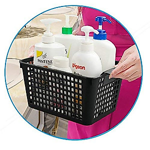 Begale Rectangle Plastic Storage Basket, Desktop Organizer Bin, Set of 6, Black