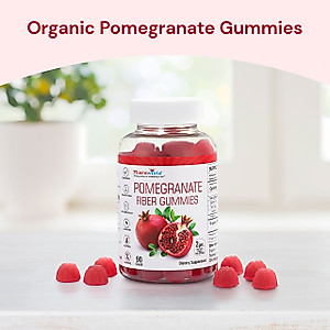 Pharmvista Pomegranate Fiber Gummies for Adults & Kids 100mg - Gluten Free Vegan Pomegranate Supplement Rich in Dietary Fiber Chewables Gummies- 90 Count