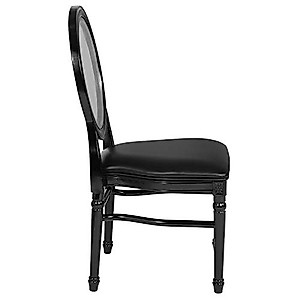 Flash Furniture 2 Pk. HERCULES Series 900 lb. Capacity King Louis Chair with Transparent Back, Black Vinyl Seat and Black Frame