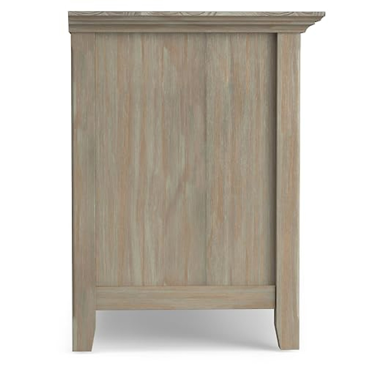 SIMPLIHOME Amherst SOLID WOOD 72 Inch Wide Transitional TV Media Stand in Distressed Grey for TVs up to 80 Inch, For the Living Room and Entertainment Center