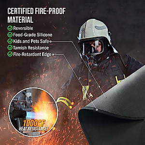 Fire Pit Mat for Under Fire Pit - 48" Fireproof mat, Grill Mats for Outdoor Grill Deck Protector, Grill Mats for Decks, Under Grill Mat, Grill Mats, BBQ Mat for Under BBQ, Patio Mat