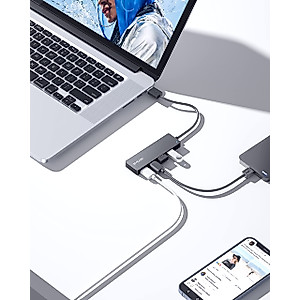BYEASY USB Hub, 4 Port USB 3.0 Hub, Ultra Slim Portable Data Adapter Applicable for iMac Pro, MacBook Air, Mac Mini/Pro, Surface Pro, Notebook PC, Laptop, and Mobile HDD (Leather Black)