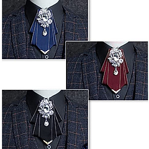 MOHSILY Vintage Crystal Bow Tie Adjustable Black Bow Tie for Men Wedding Party Bowtie