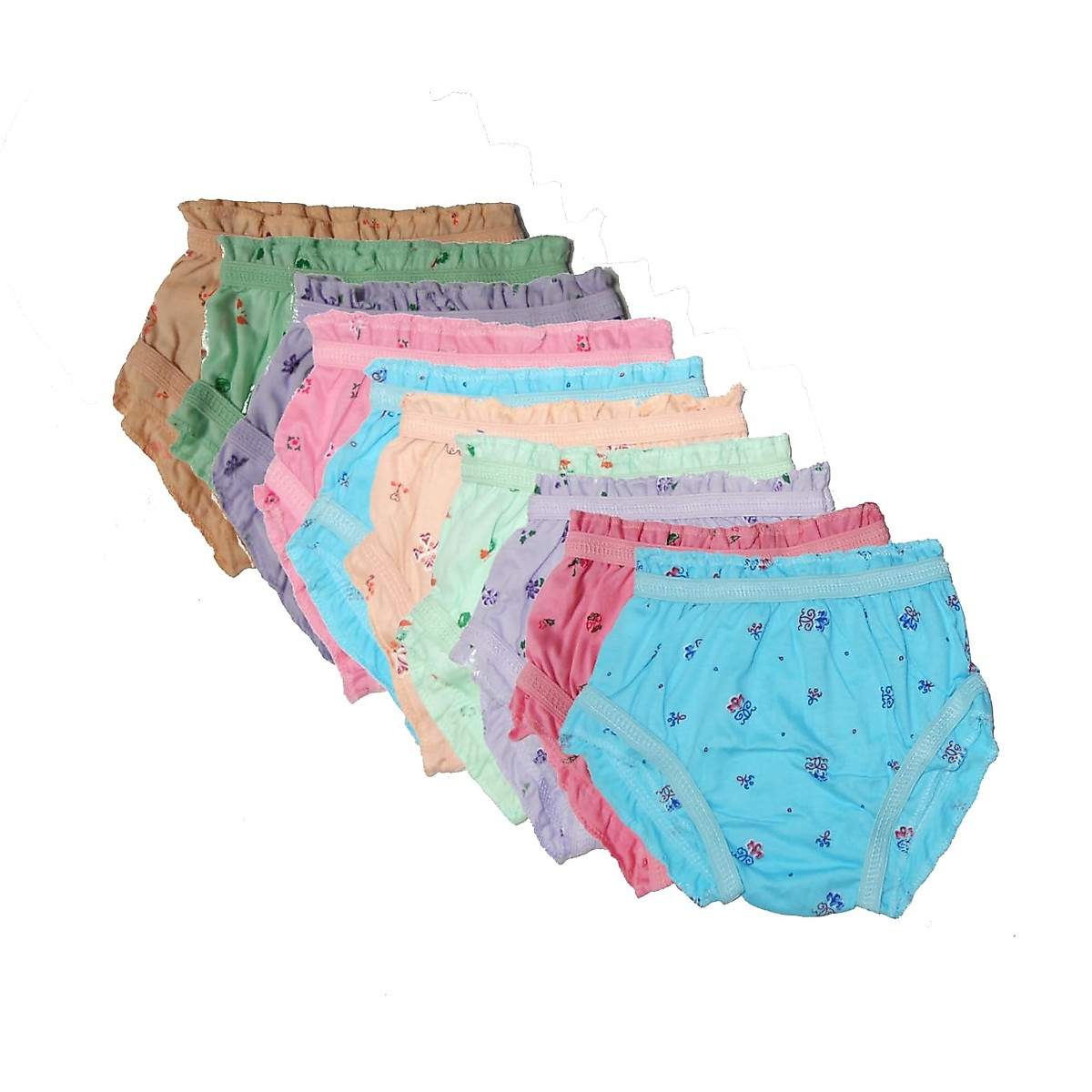 New Day Baby Girls' Cotton Panties Pack Of Ten, Multi-coloured, Size 6-12 Months