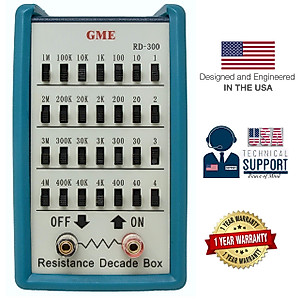 GME RD-300 Resistance Substitution Decade Box, 7 Decades Range, 1Ω to 11MΩ, 1% Accuracy, 1-Watt Rated resistors, Designed in The USA