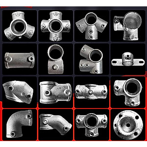 Galvanized steel pipe joint, suitable for 48MM steel pipe, cast steel pipe fittings, tent arrow connection, steel pipe joint, screw fastening, (2 pieces/pack)