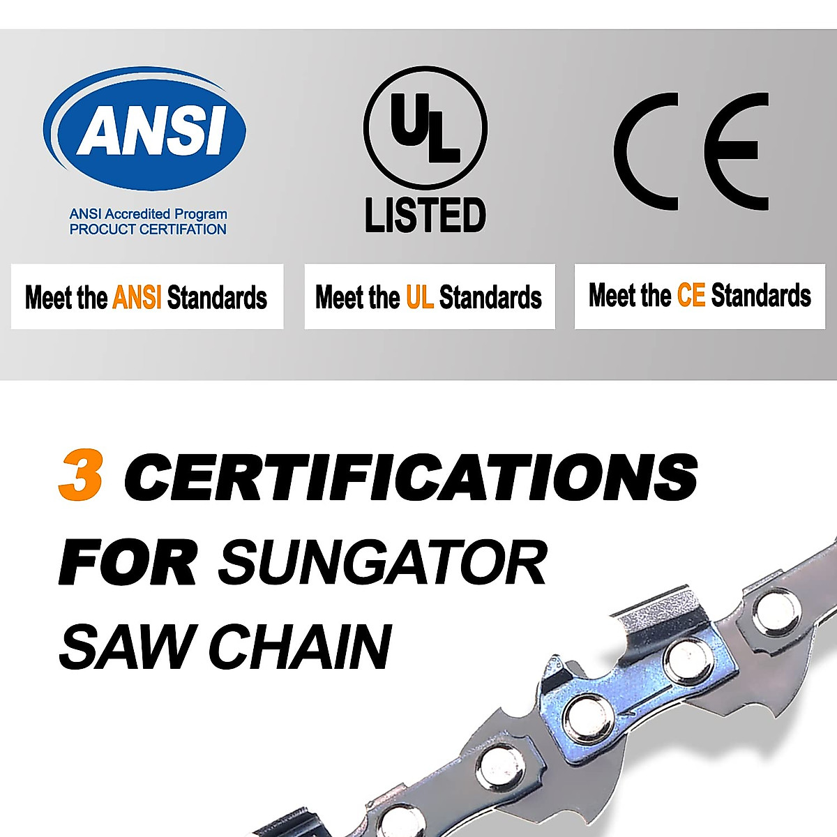 SUNGATOR 3-Pack 12 Inch Chainsaw Chain SG-R45, Compatible with Dewalt DCCS620B, DCCS620P1C, 3/8" LP Pitch - .043" Gauge - 45 Drive Links, Compatible with Craftsman, Ryobi and more