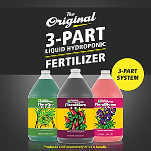 General Hydroponics FloraSeries Hydroponic Nutrient Fertilizer System with FloraMicro, FloraBloom and FloraGro, 1 gal.
