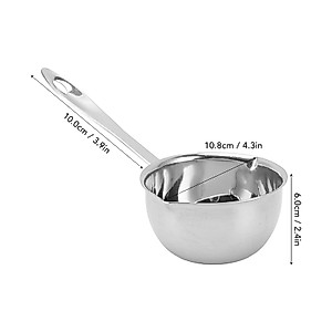 Stainless Steel Butter Warmer Pan, Mini Butter Melting Pot with Dual Pour Spout Butter Coffee Milk Warmer Flat Induction Bottom Sauce Pan for Stove Top, Soup, Chocolate, Tea Warming(300ML)